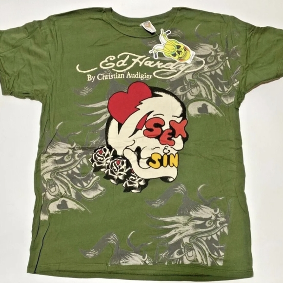 Ed Hardy | Shirts | Authentic New Vintage Mens Ed Hardy Tshirt Sexsin ...